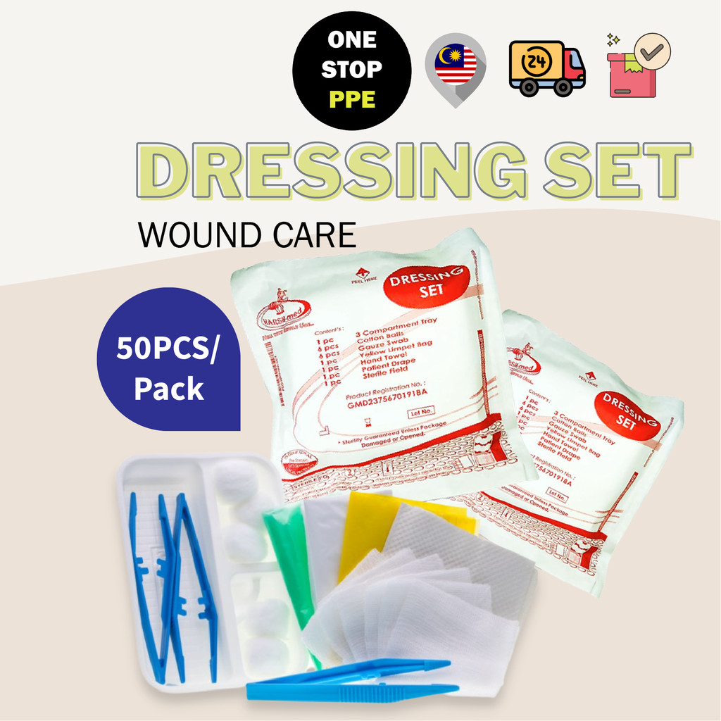 [OneStopPPE] Wound Dressing Set with Forceps Sterile Packed Woundcare ...