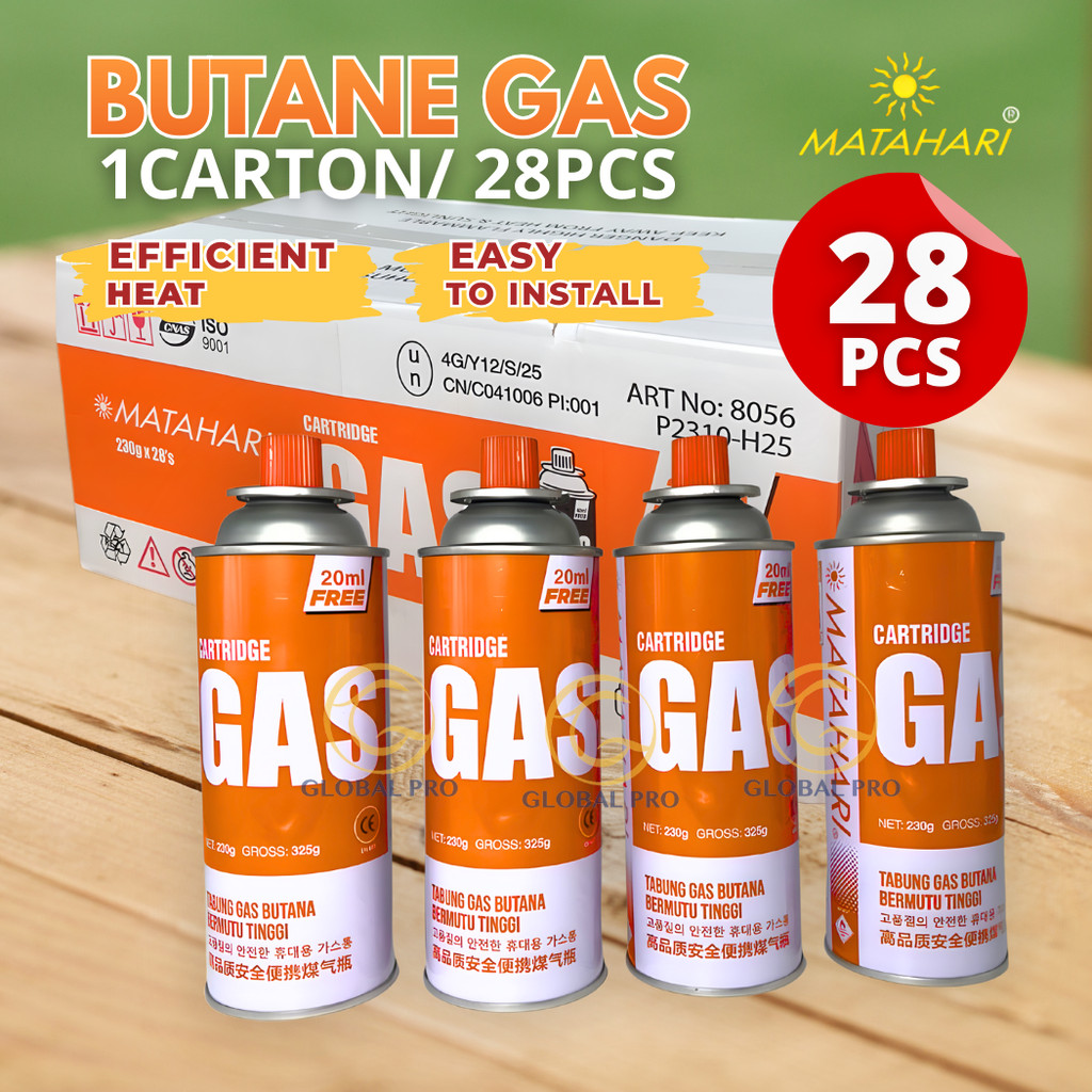 (28PCS) 1 Carton 415ML MATAHARI Butane Gas Cartridge Portable Butane ...