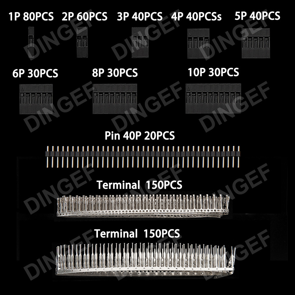 1450PCS 1P~10P DuPont Shell Kit 2.54mm with Pin Header DuPont Male ...
