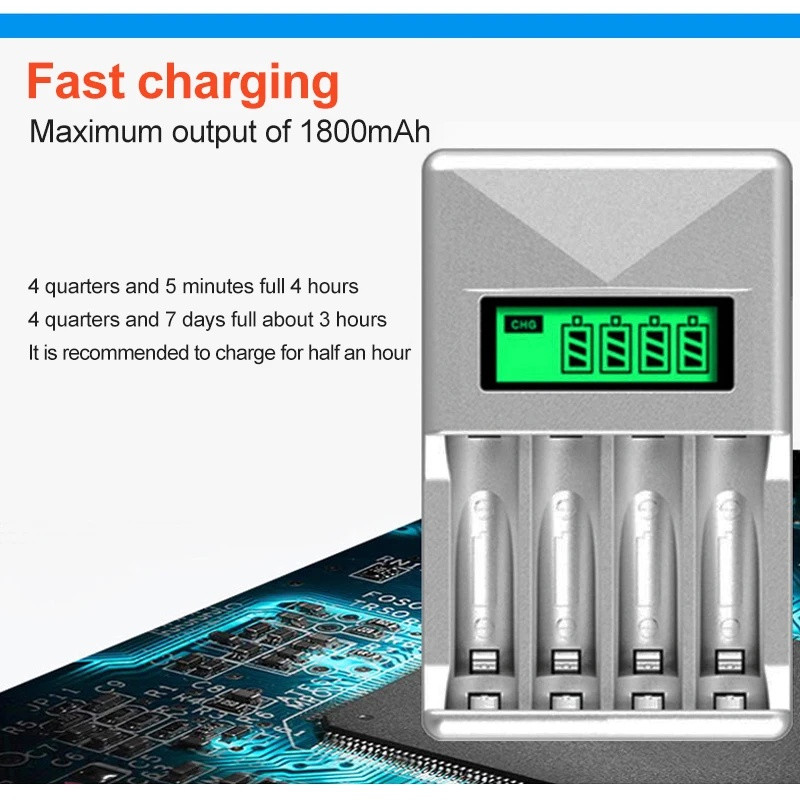 /Energizer 4 Slots LCD Display Charger With AA / AAA Nimh Rechargeable ...