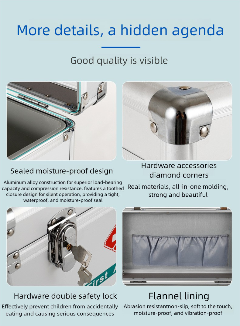 Family Medical Kit (Empty Box) Aluminum Alloy Large Capacity First Aid ...