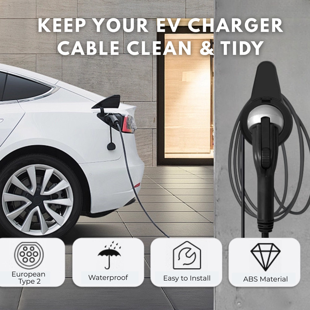 EV Charger Holder Type 2 Wall Mounted EV Charging Cable Holder Gun Head ...