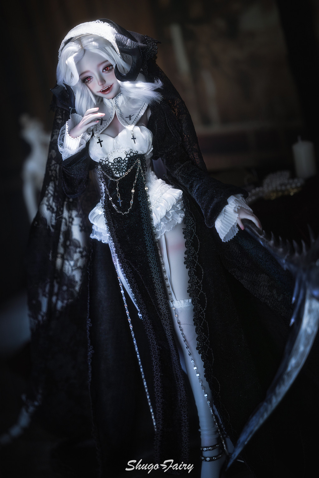 BJD Doll 1/4 Cassandra Fullset C Bariy Big Chest Body Demon Goat Horn ...