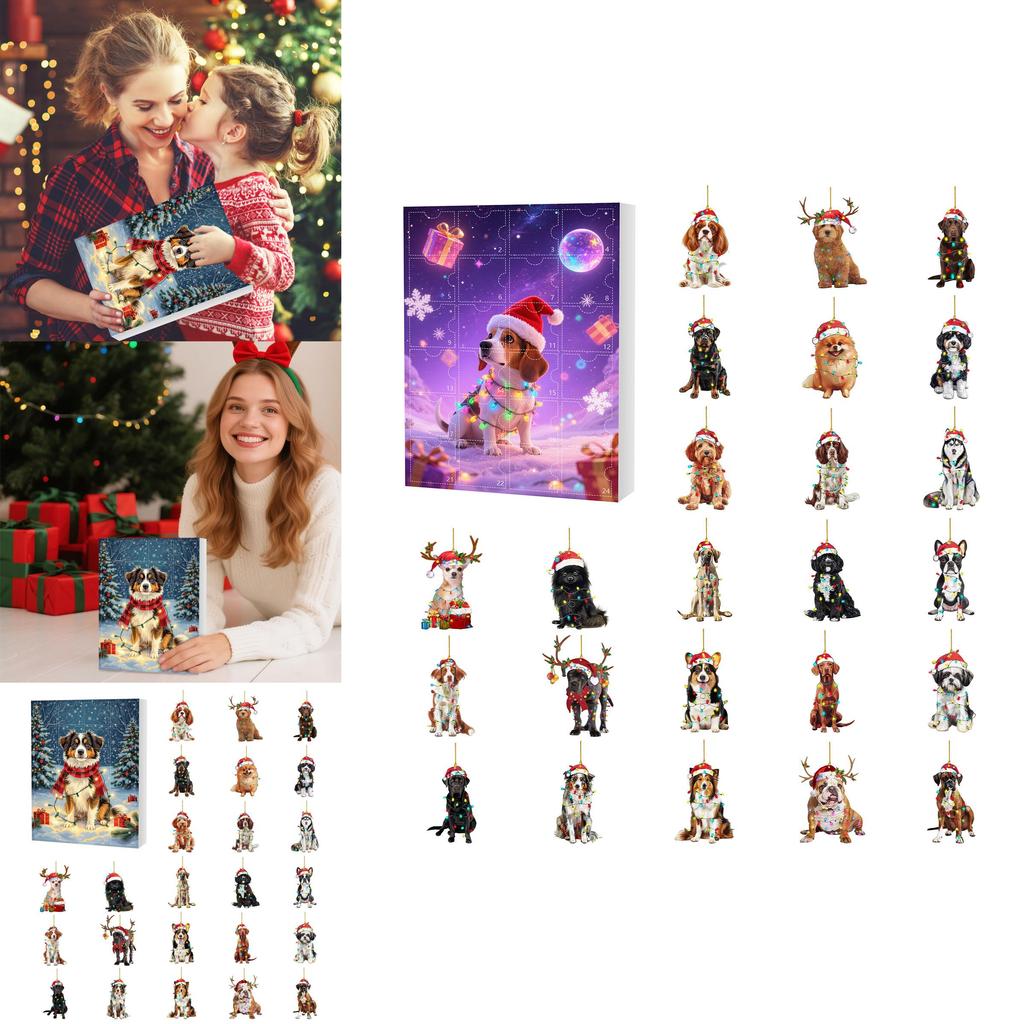 Pet Dog Christmas Festive Advent Calendar With Acrylic Decorations ...