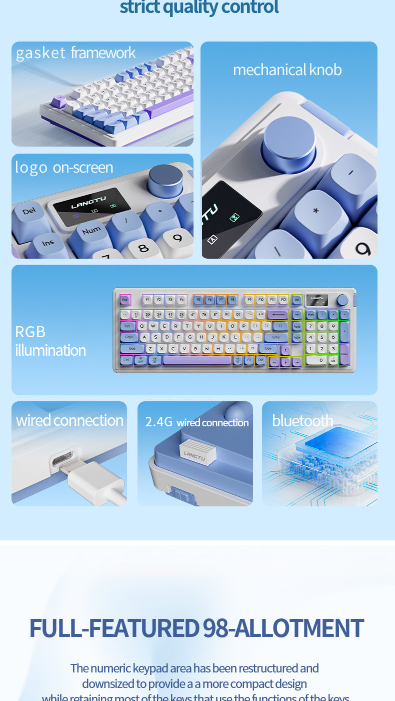【Ready Stock】 L98 Gaming Wireless Keyboard Colorful with numeric Gasket ...