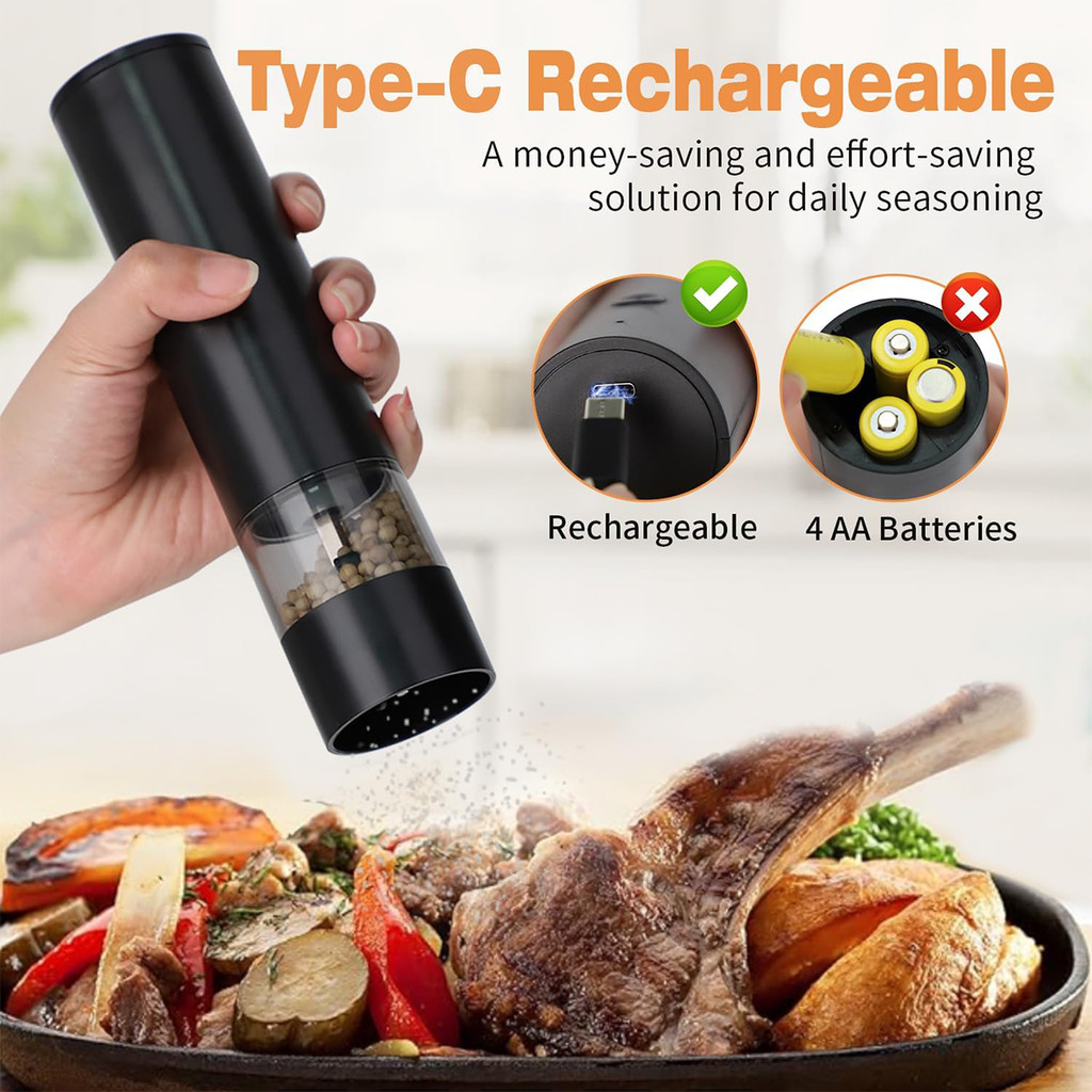 2Pcs Rechargeable Mills Electric Spice Mills with Storage Base ...