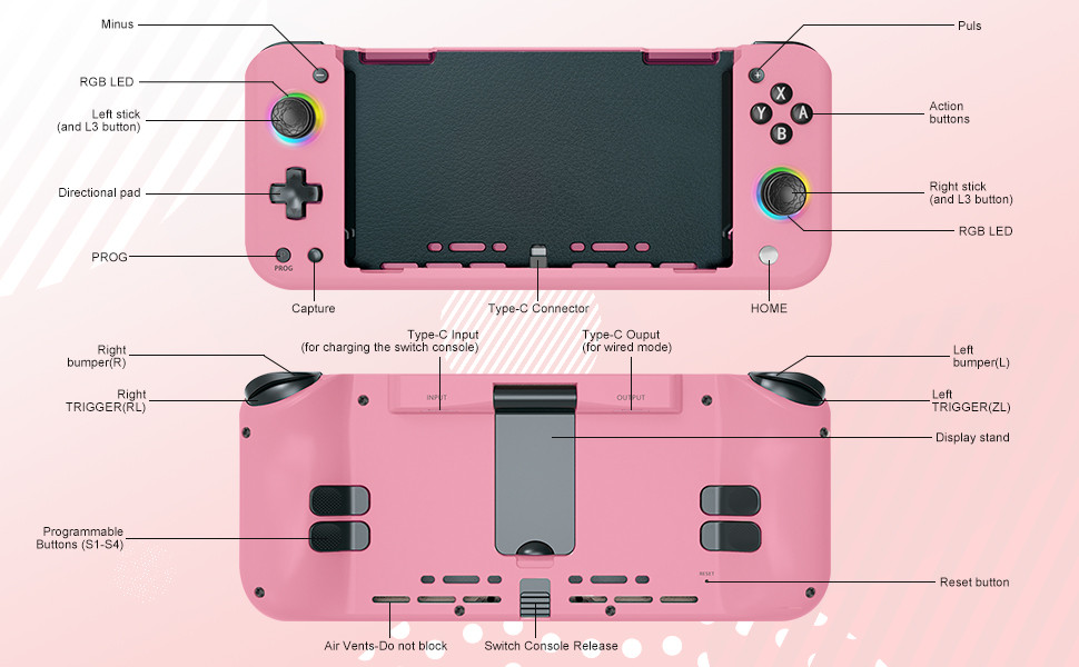 Full-Size Ergonomic Handheld Mode Controller, Wireless Controller for ...