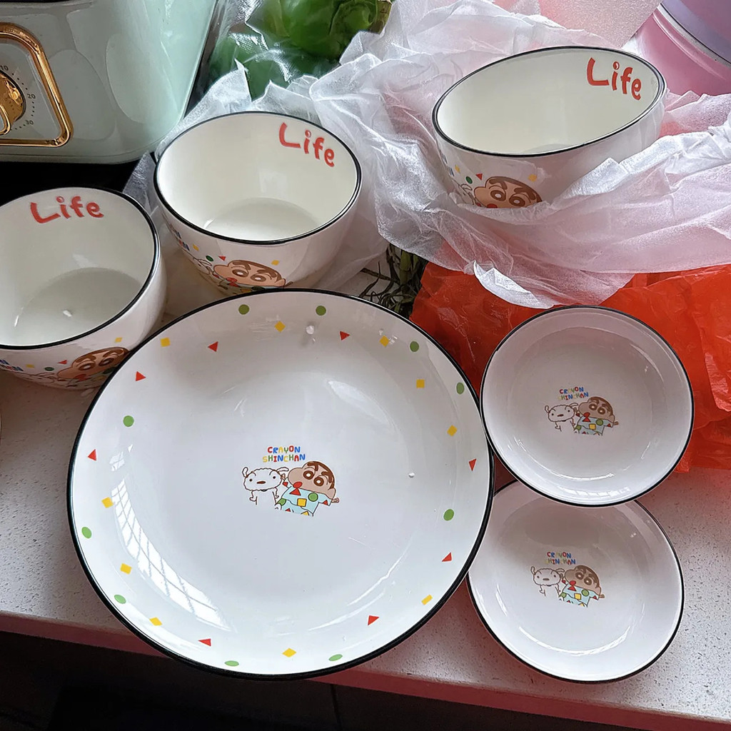 【Ready Stock】Crayon Shin Chan Ceramic Bowl Set with Chopsticks Mug Cute ...