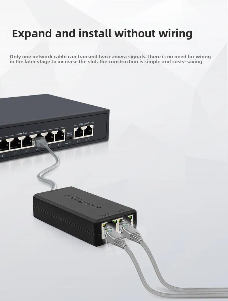 2 Port POE Repeater 100Mbps with IEEE 802.3af Standard Monitor POE ...