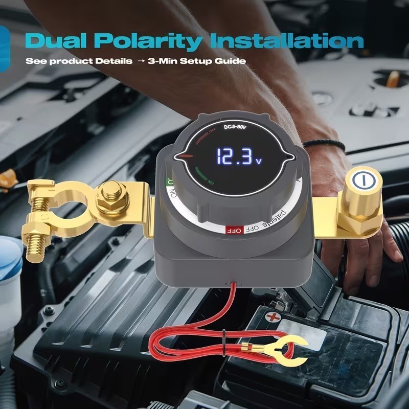 300A Car Battery Disconnect Isolator with Voltmeter,DC5-80V Master ...