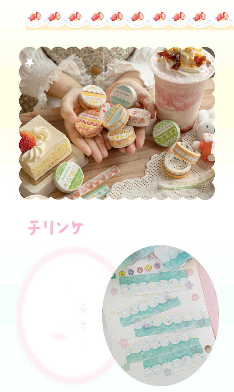 JIANWU 15mm*200cm Dingding Cake Shop Series Kawaii Strawberry Landscape ...