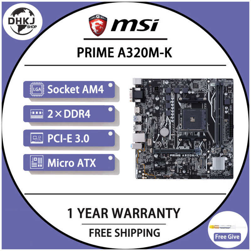 USED ASUS PRIME A320M-K A320 PCI-E 3.0 M.2 USB3.1 DDR4 32GB 3200OC AMD ...