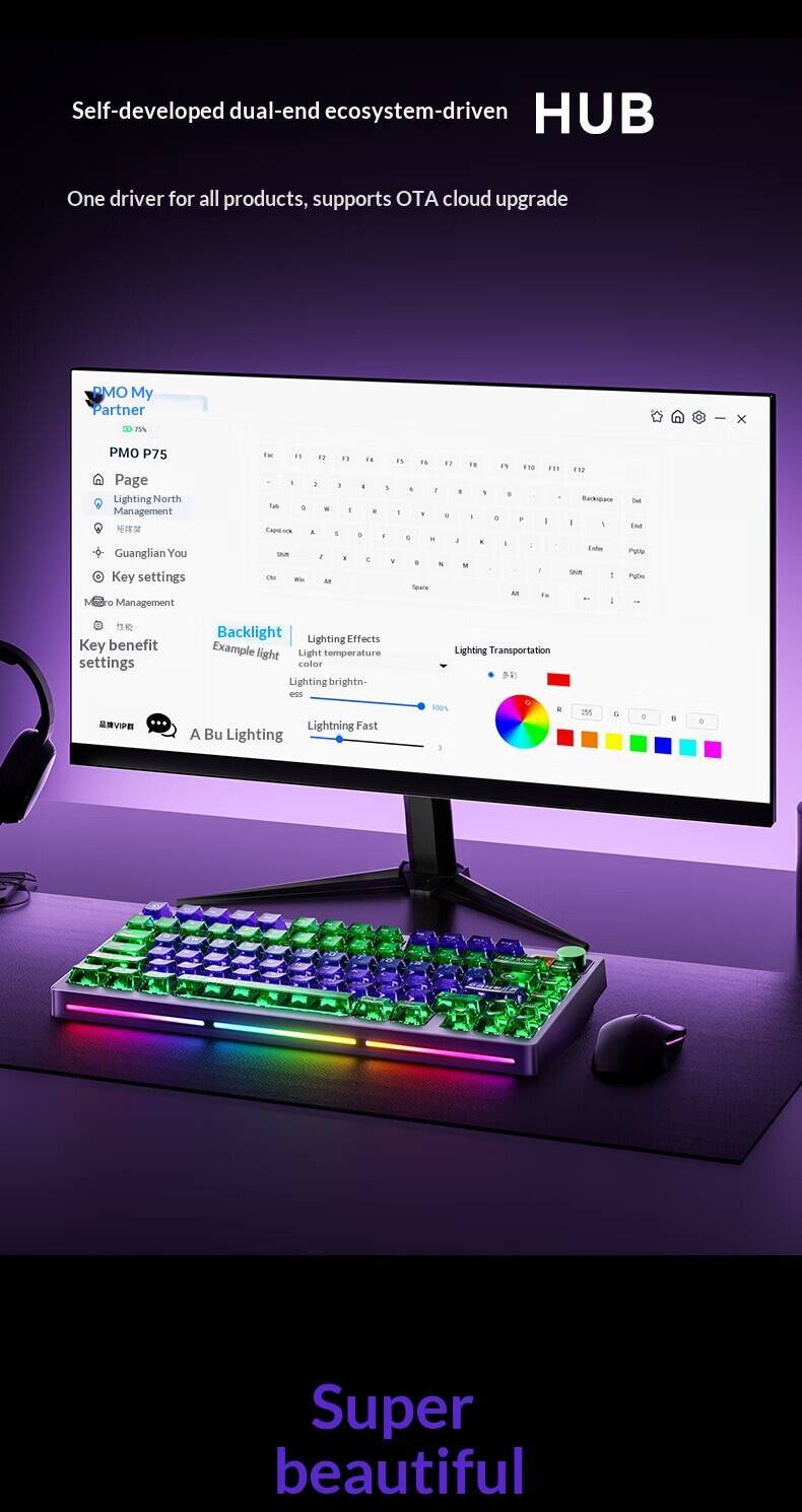 PMO P75 Customized Mechanical Keyboard with Triple Modes (2.4G/Wireless ...