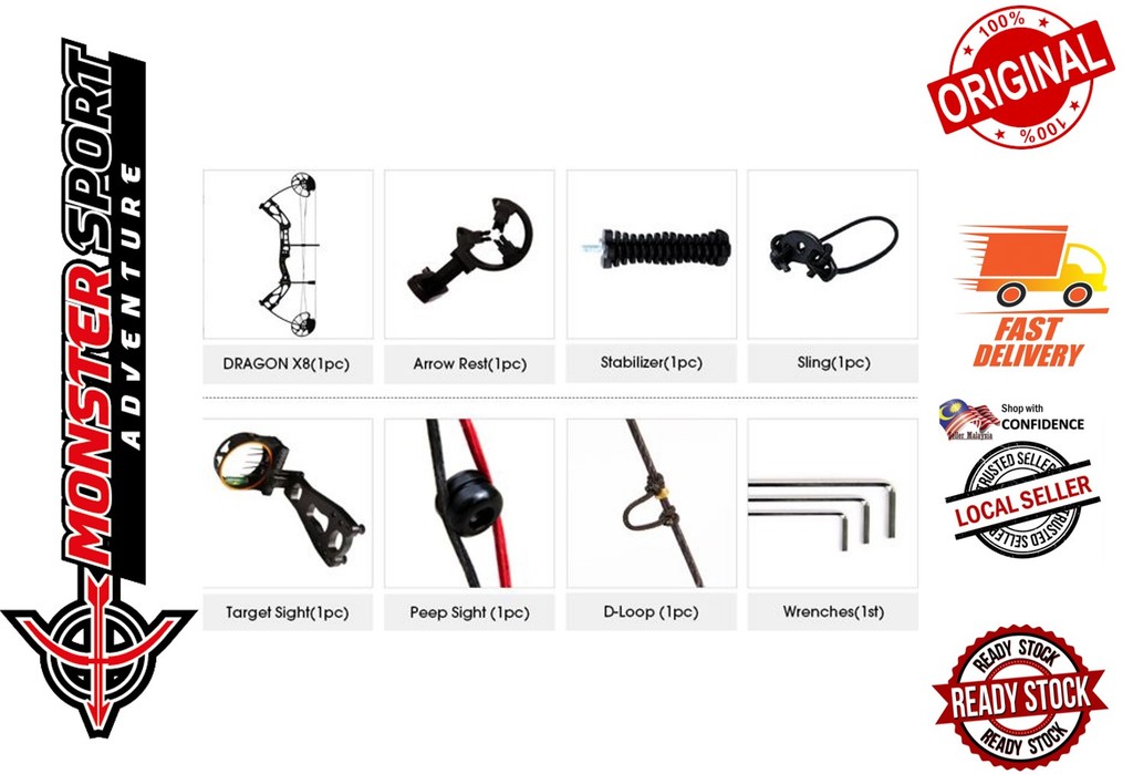 Sanlida Archery Dragon X8 Compound Archery Complete Set Package with ...