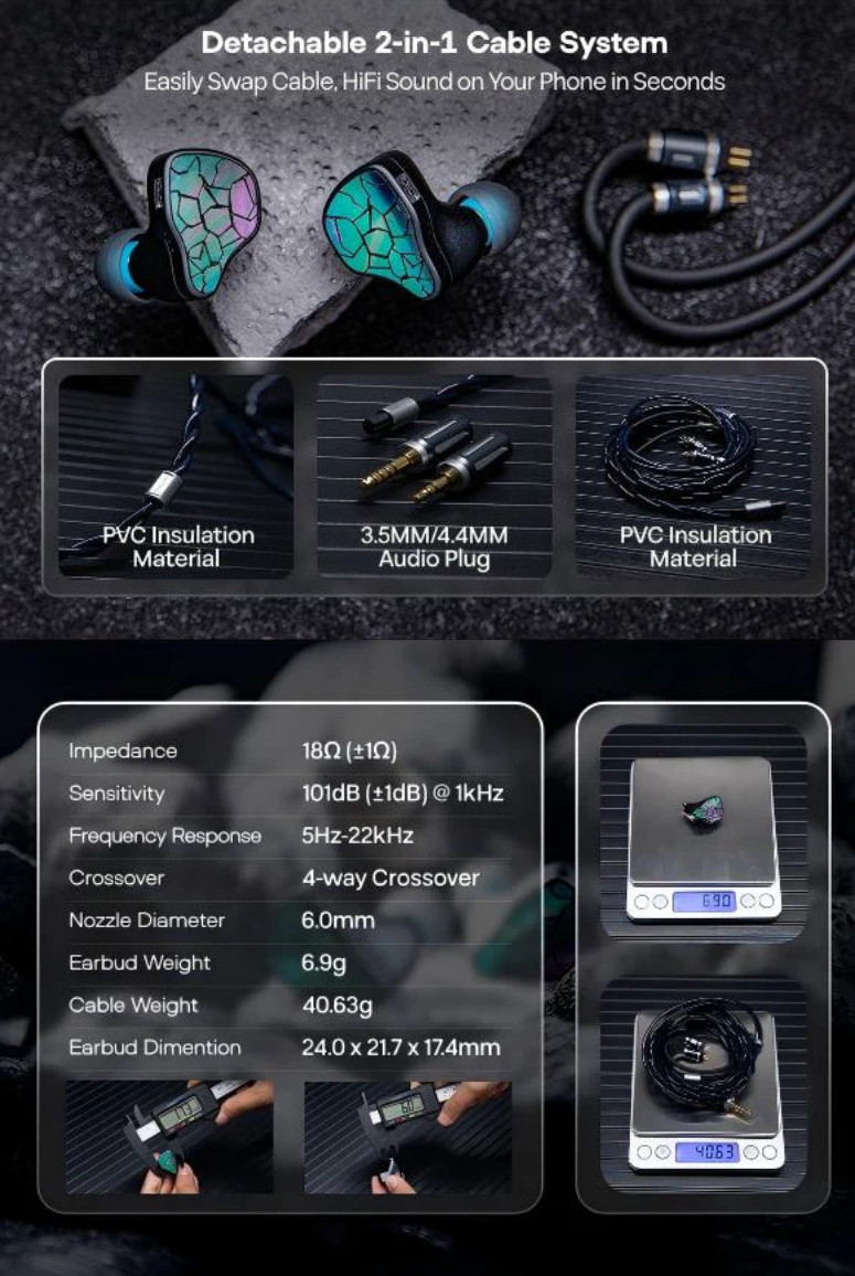 THIEAUDIO HYPE 4 MKII, In-Ear Monitors: 2DD+4BA Hybrid 4-Way Crossover ...