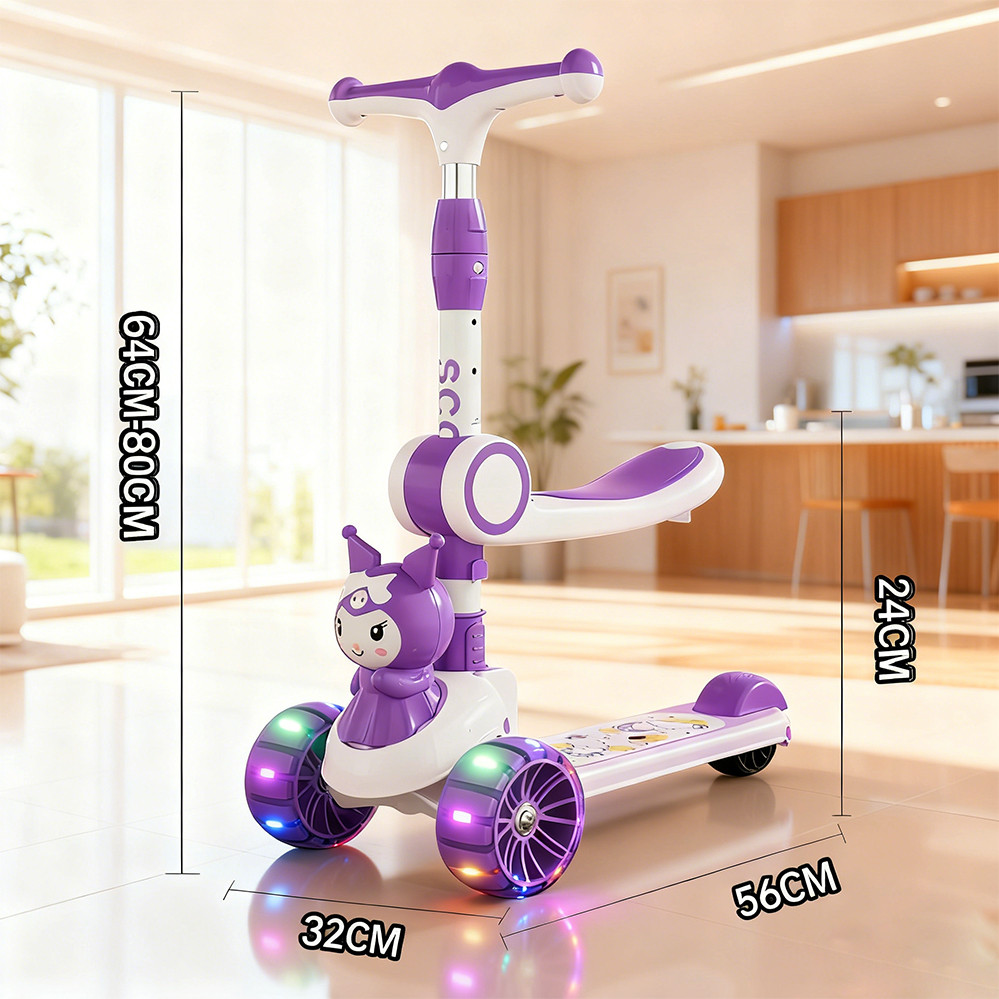 Park Adventure Kuromi Scooter Foldable Adjustable Height LED Flash ...