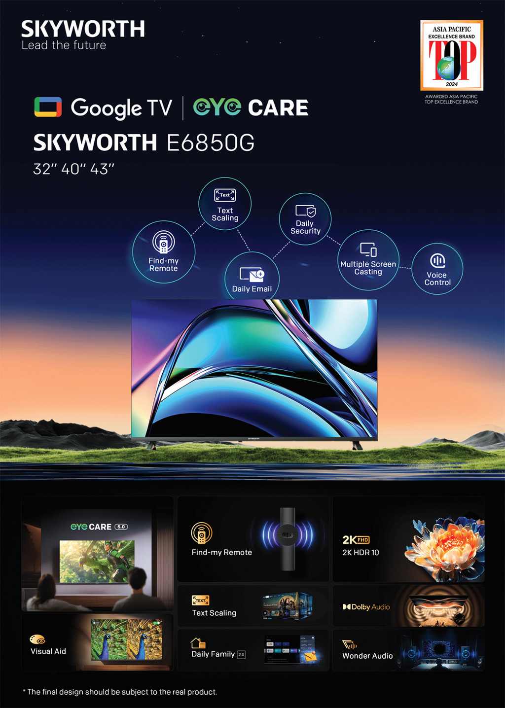 SKYWORTH 43'' E6850G Series Smart TV 43E6850G - 2K FHD | HDR 10 ...