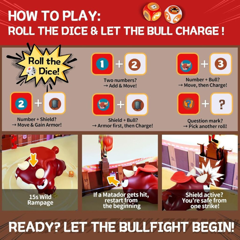 Kids Bullfighting Warrior Board Games Toys with Music Kids Interactive ...