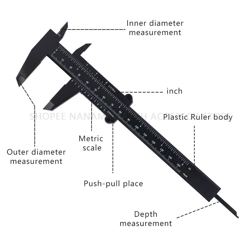 Portable Plastic Measuring Vernier Caliper 0-80mm 0-150mm Microblading ...