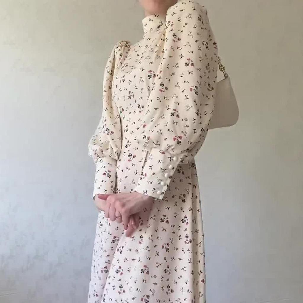 【Ready Stock】Cherry Floral french style vintage long-sleeved women's ...