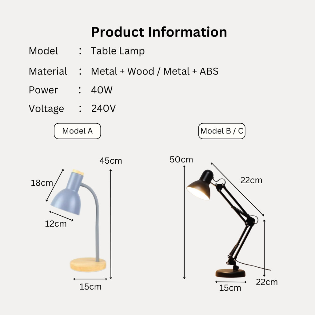 Malaysia 2 Pin Plug Smart LED Table Lamp Lampu Meja Belajar Modern ...