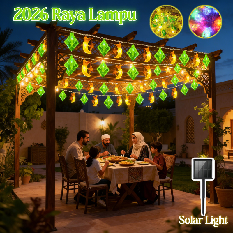 2026 Solar Star Moon Strip Light Ketupat Lampu Ramadan Decor Outdoor ...