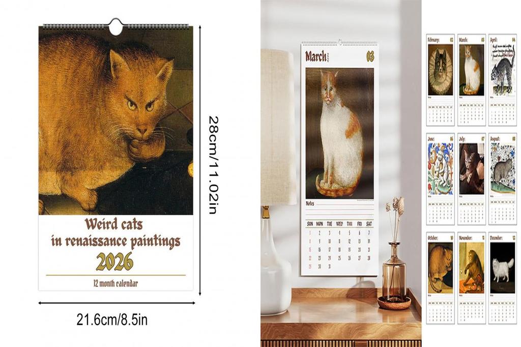 COCO Renaissance Cat Wall Calendar Retro Art Calendar Cats 2026 Wall ...