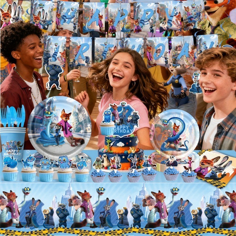 Zootopia Birthday Theme Party Decorations Plates Tablecloths Cake ...