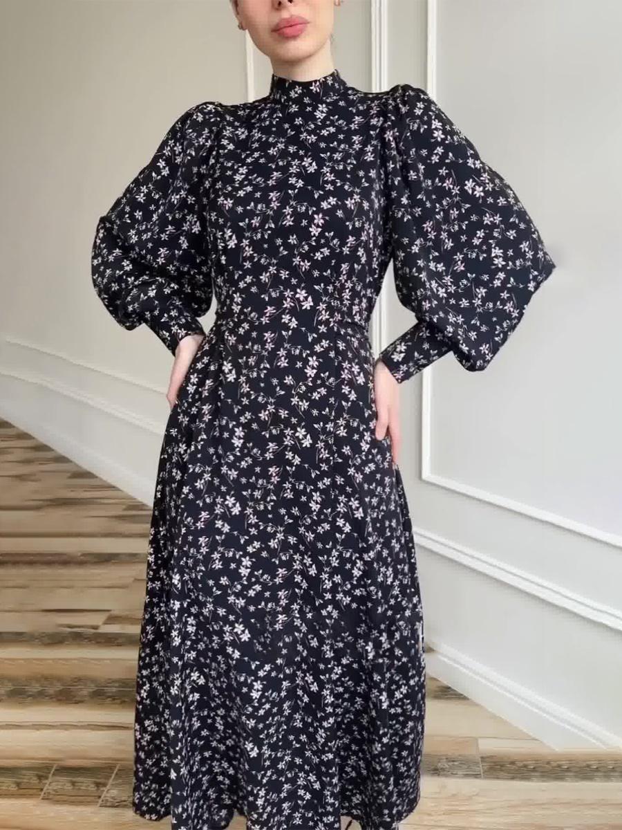 【Ready Stock】Cherry Floral french style vintage long-sleeved women's ...
