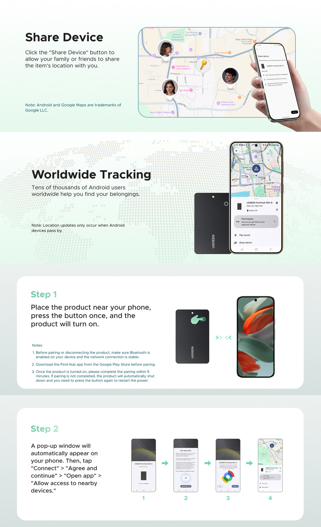 UGREEN Smart Finder Slim Card AirTag for Android Find Hub GPS ...