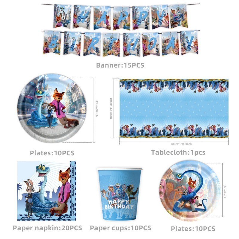 Zootopia Birthday Theme Party Decorations Plates Tablecloths Cake ...