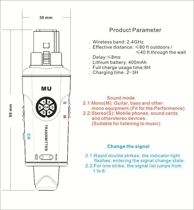 Wireless in EarMonitor System 2.4Ghz IEM Transmitter Bodypack Receiver ...