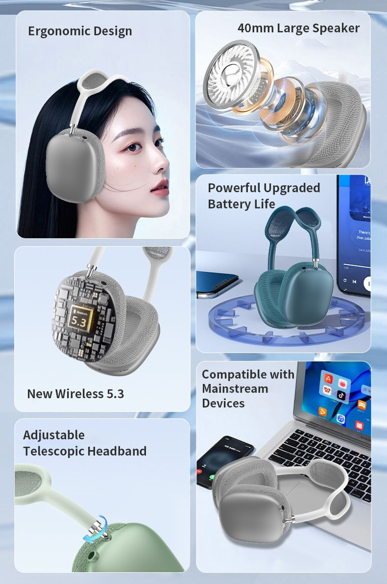 Over Ear Headphone Max ANC Noise Reduction Bluetoothe Headphones Big ...