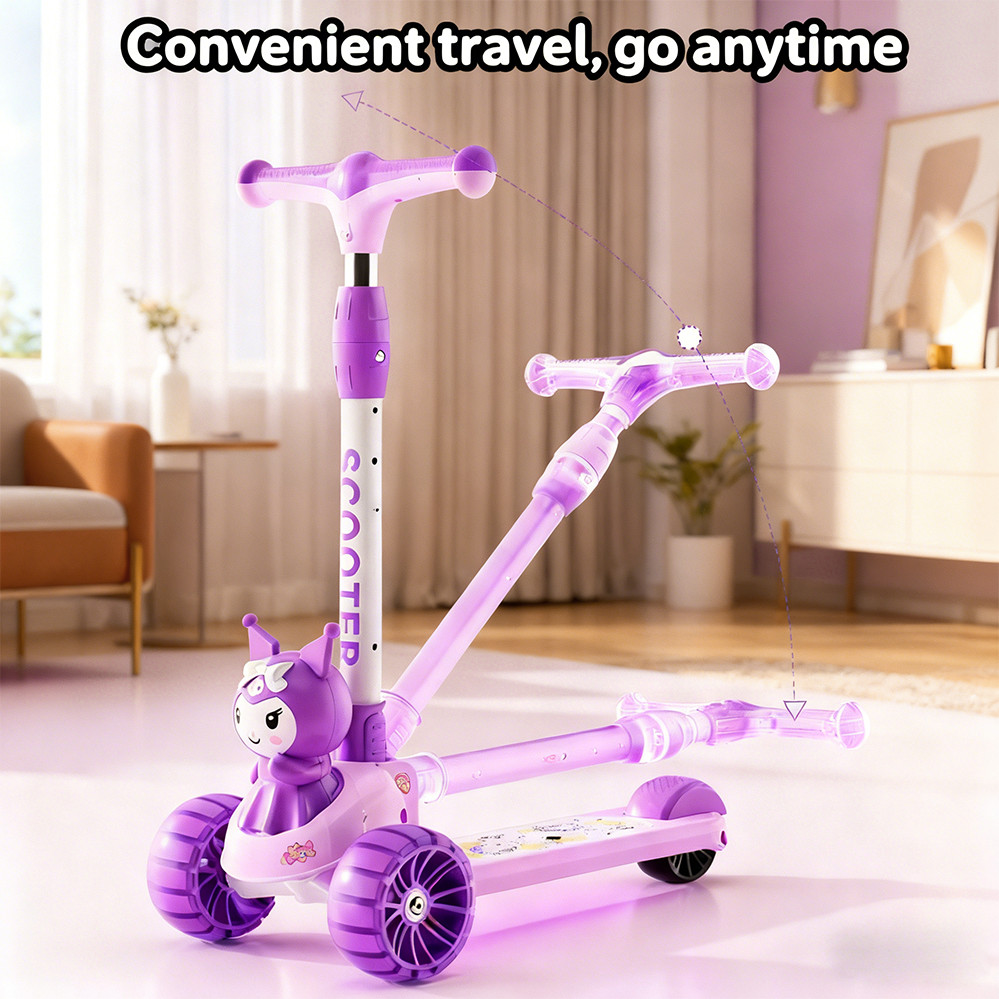Park Play Kuromi Scooter Foldable Height Adjustable LED Light Music ...