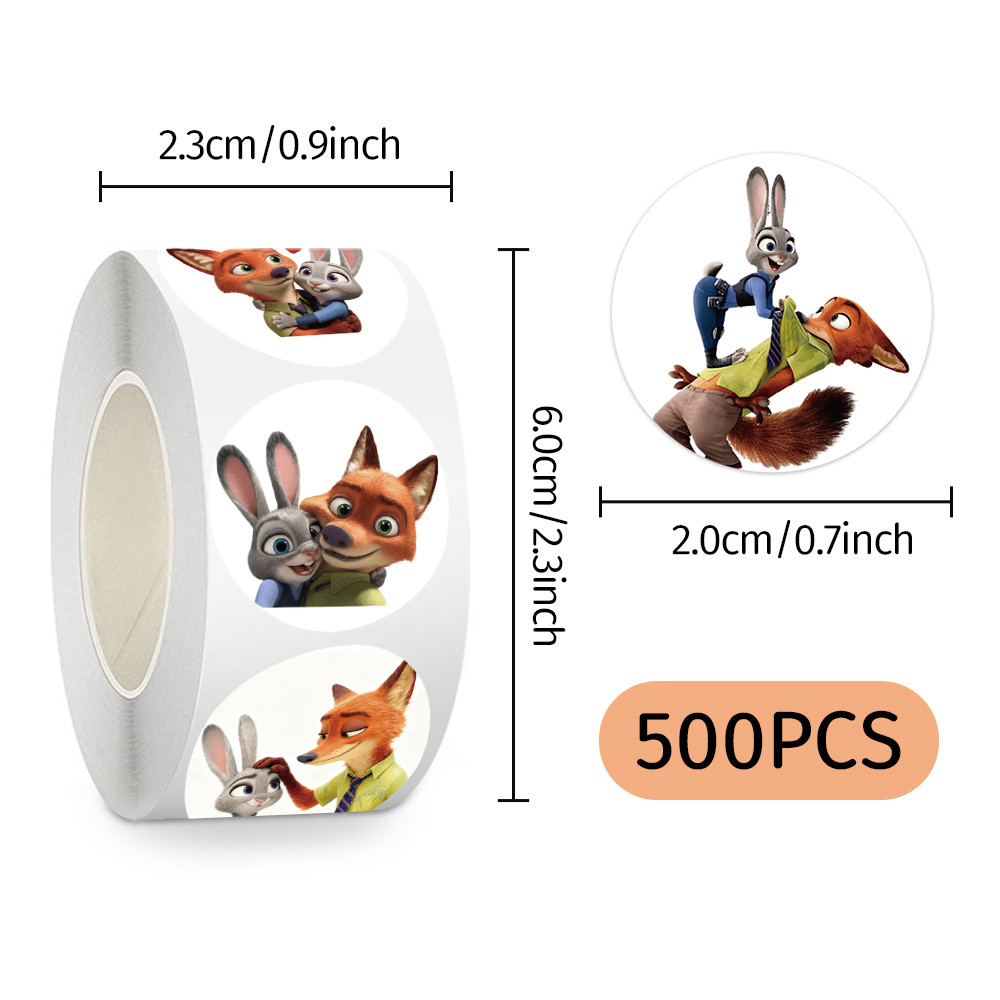 500pcs Anime Zootopia 2 Seal Stickers Roll Kawaii Judy Nick Cartoon ...