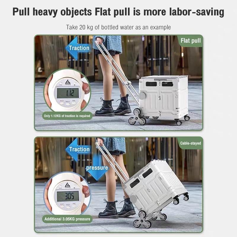 100L Folding Trolley Shopping Cart With 8 wheels Portable Grocery Cart ...