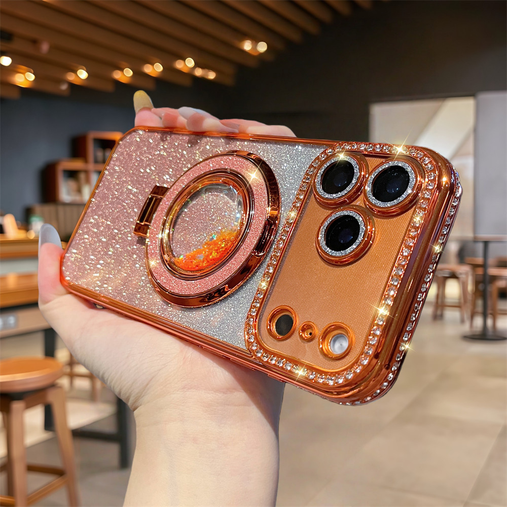 Luxury Diamond Stand phone case for iPhone 17 Pro Max 12 13 14 15 16 ...