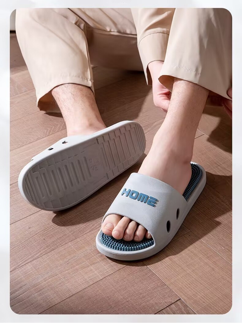 Men's Massage Slippers Foot Soft Thick-soled Non-slip Indoor Home ...
