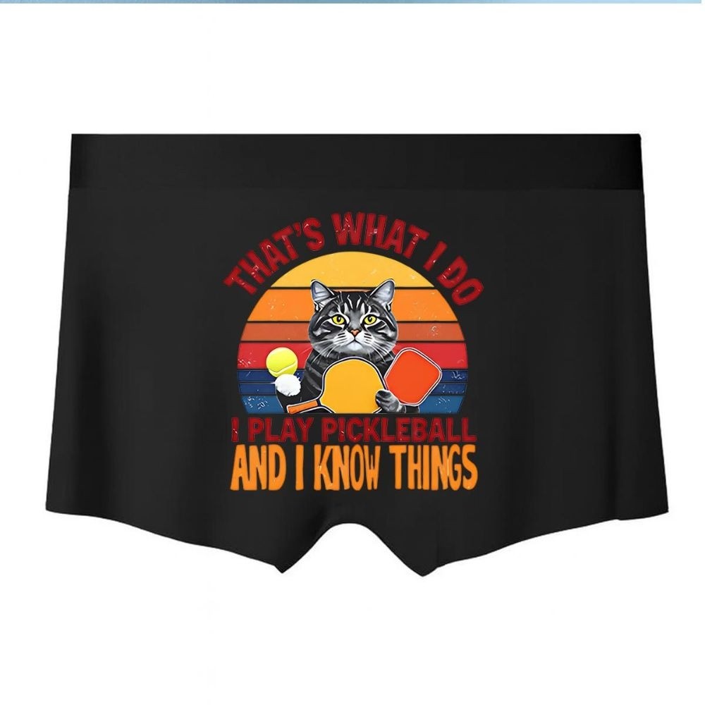 That's What I Do I Play Pickleball And I Know Things Cat Design Men's ...