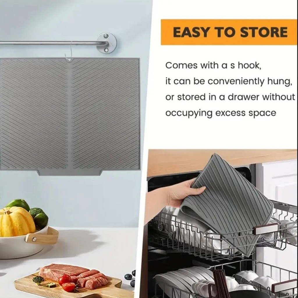 Multi-Purpose Kitchen Mat Silicone Dish Drying Mat Heat/Cold Resistant ...
