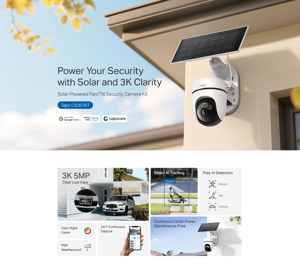 TP-Link Tapo C630 KIT 3K 5MP Solar-Powered Security Camera Kit Camera ...