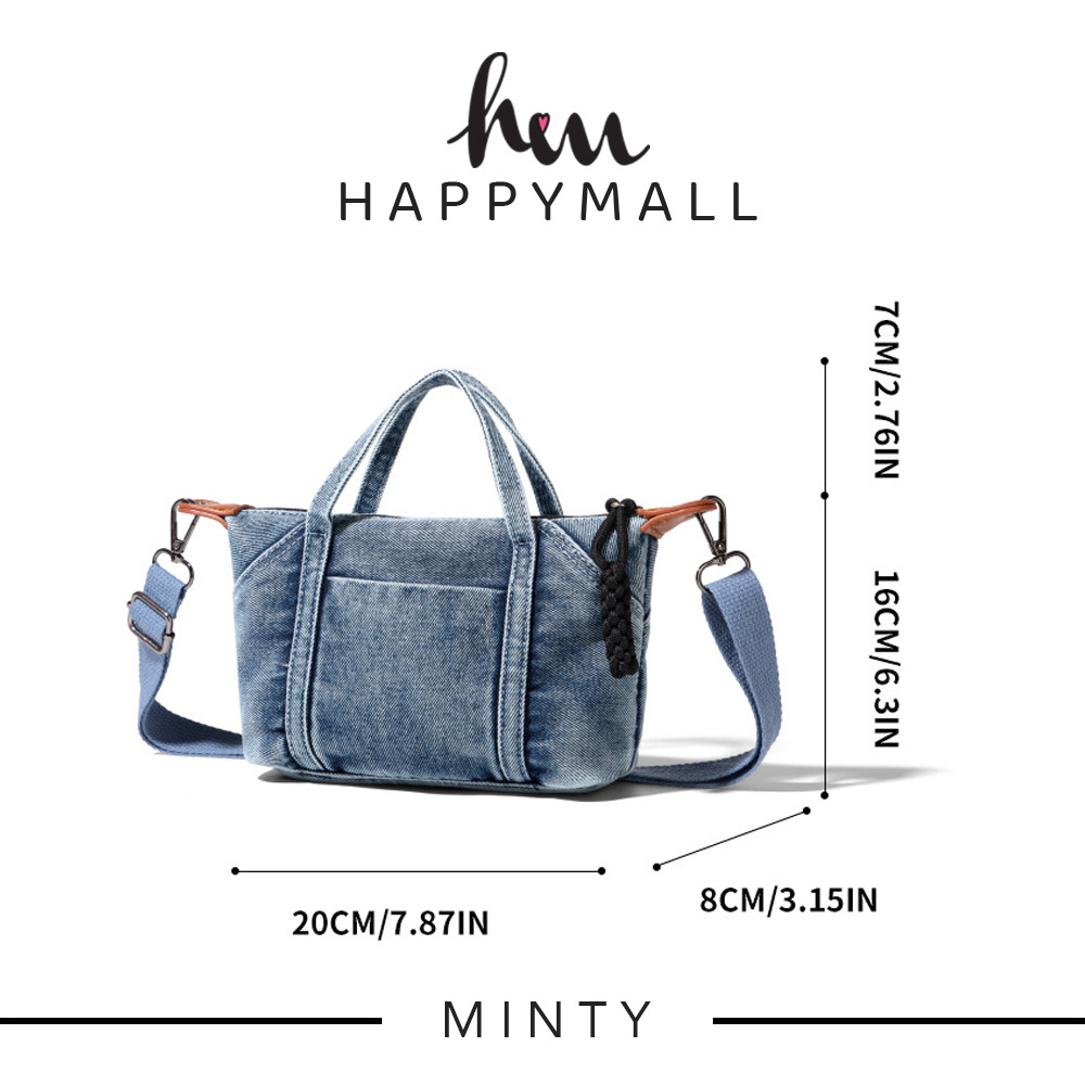 MINTY Jean Bag Denim Hand Bag Sling Bag With Zip Closure & Adjustable ...