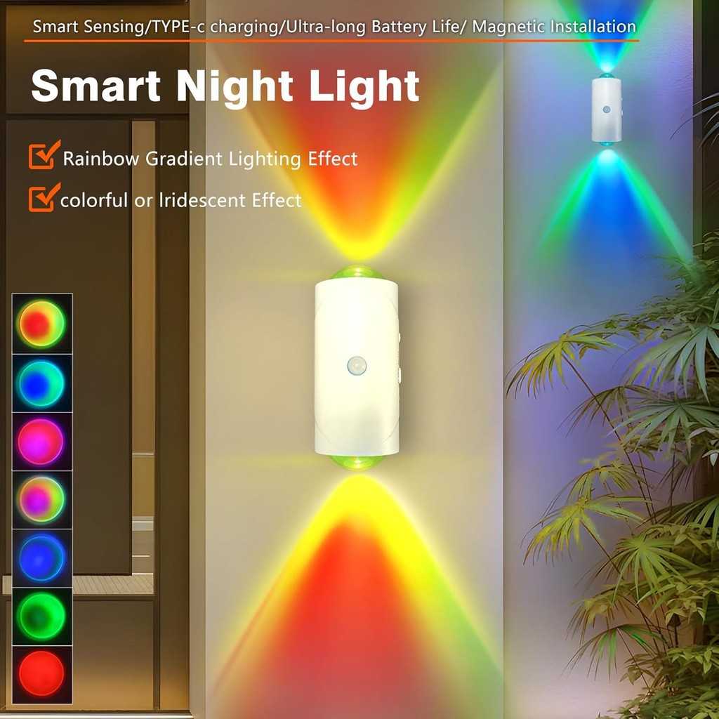 Magnetic LED Adjustable Angle Portable Wall Lamp USB Rechargeable No ...