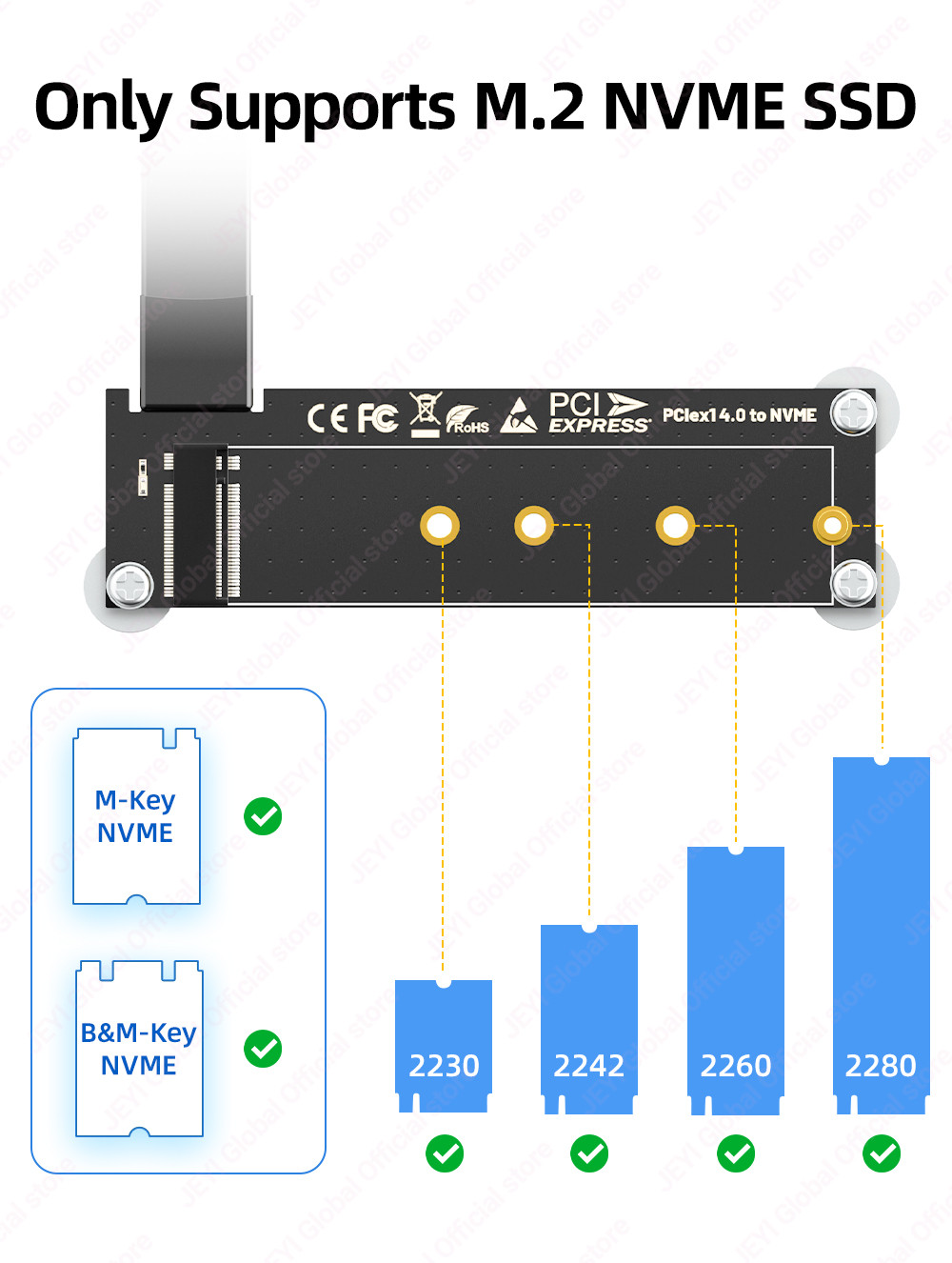 JEYI Magnetic PCIe 4.0/3.0 X1 to M.2 NVME Adapter (16Gbps) with 90 ...
