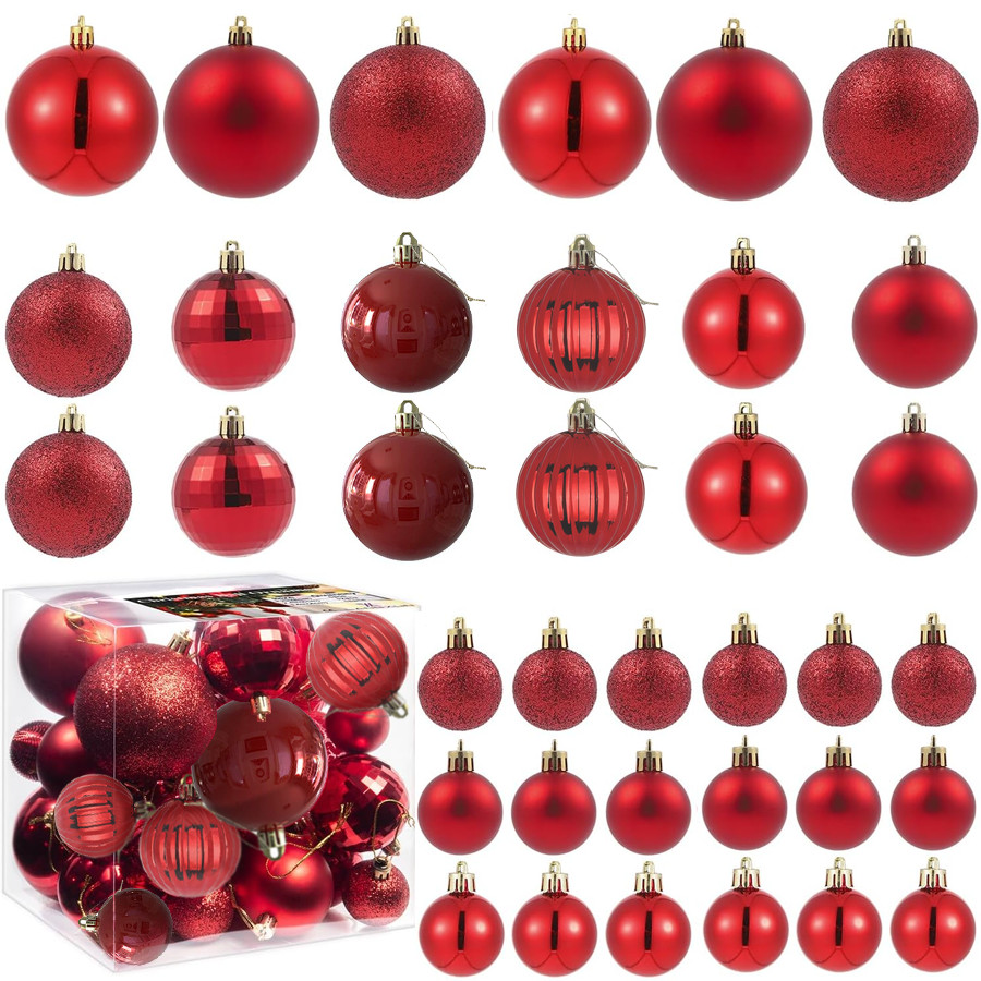6-24pcs Christmas Balls Christmas Tree Ornaments Ball Xmas Hanging Tree ...
