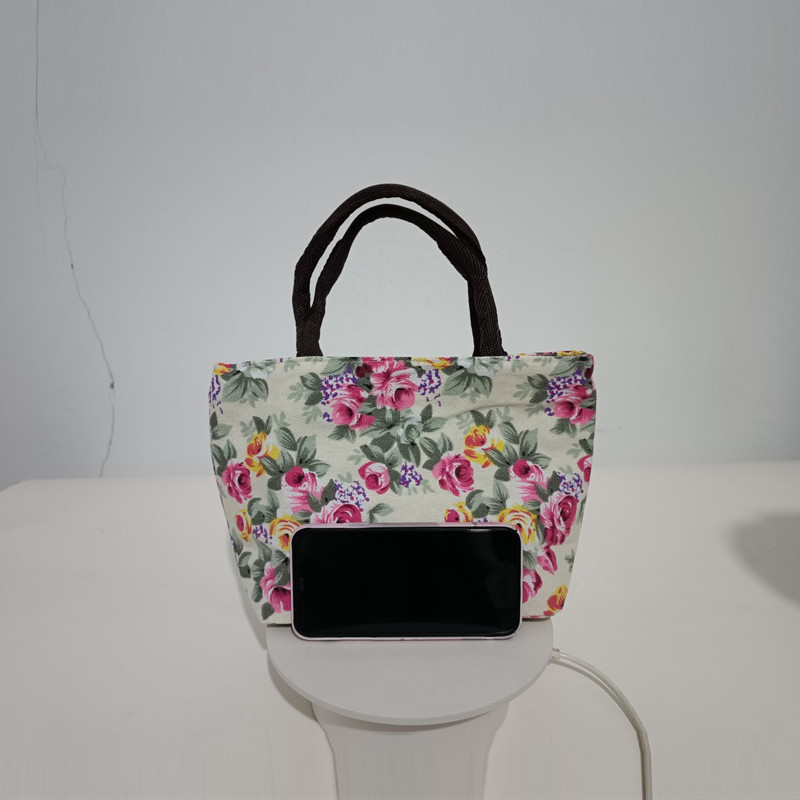 TFM-Durable Cute Flower Shopping Bag Canvas Ladies Handbag Women Bucket ...