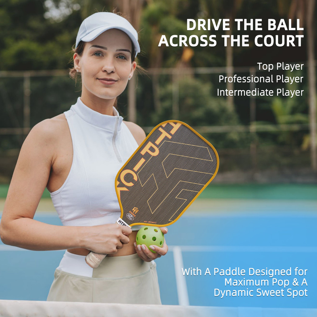 HT-PICK RY001J T700 Carbon Fiber Gold Titanium Fiber Pickleball Paddle ...