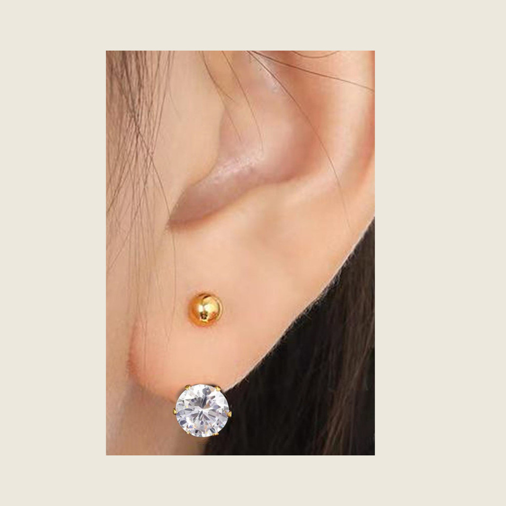 Stud Earring with Screw 2 Side Helix Earring/ Subang Tindik Skrew ...