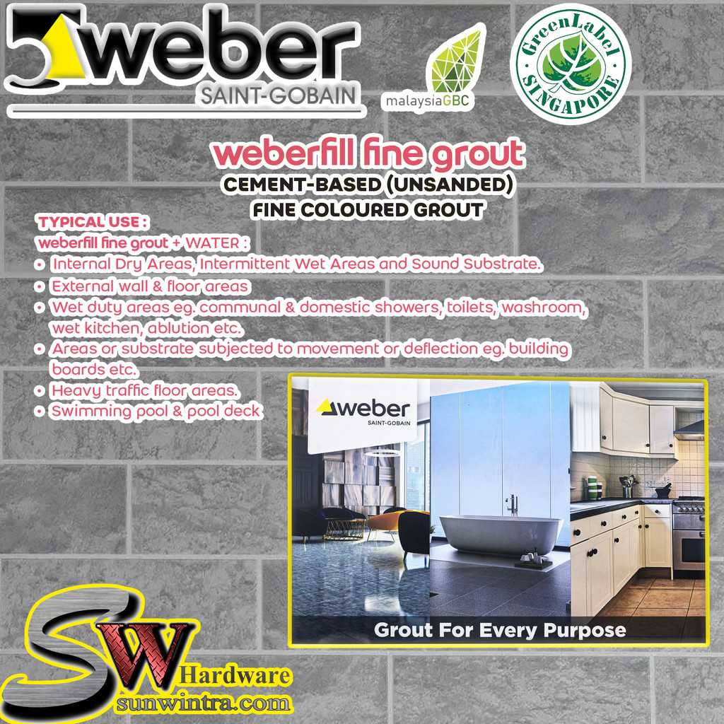 WEBER SAINT-GOBAIN COLOUR GROUT WEBERFILL FINE GROUT 3.5KG Wall Floor ...