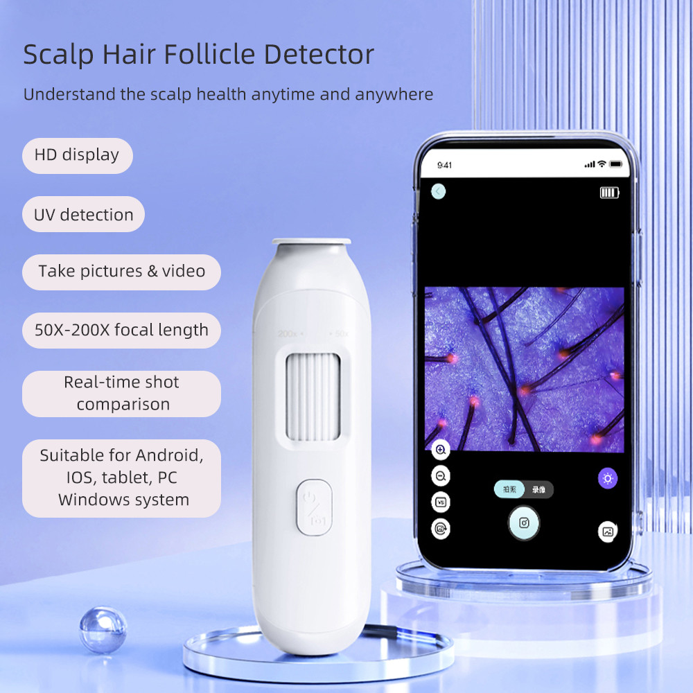 HD Scalp Analyzer Hair Detector Camera - USB Portable Microscope Hair ...